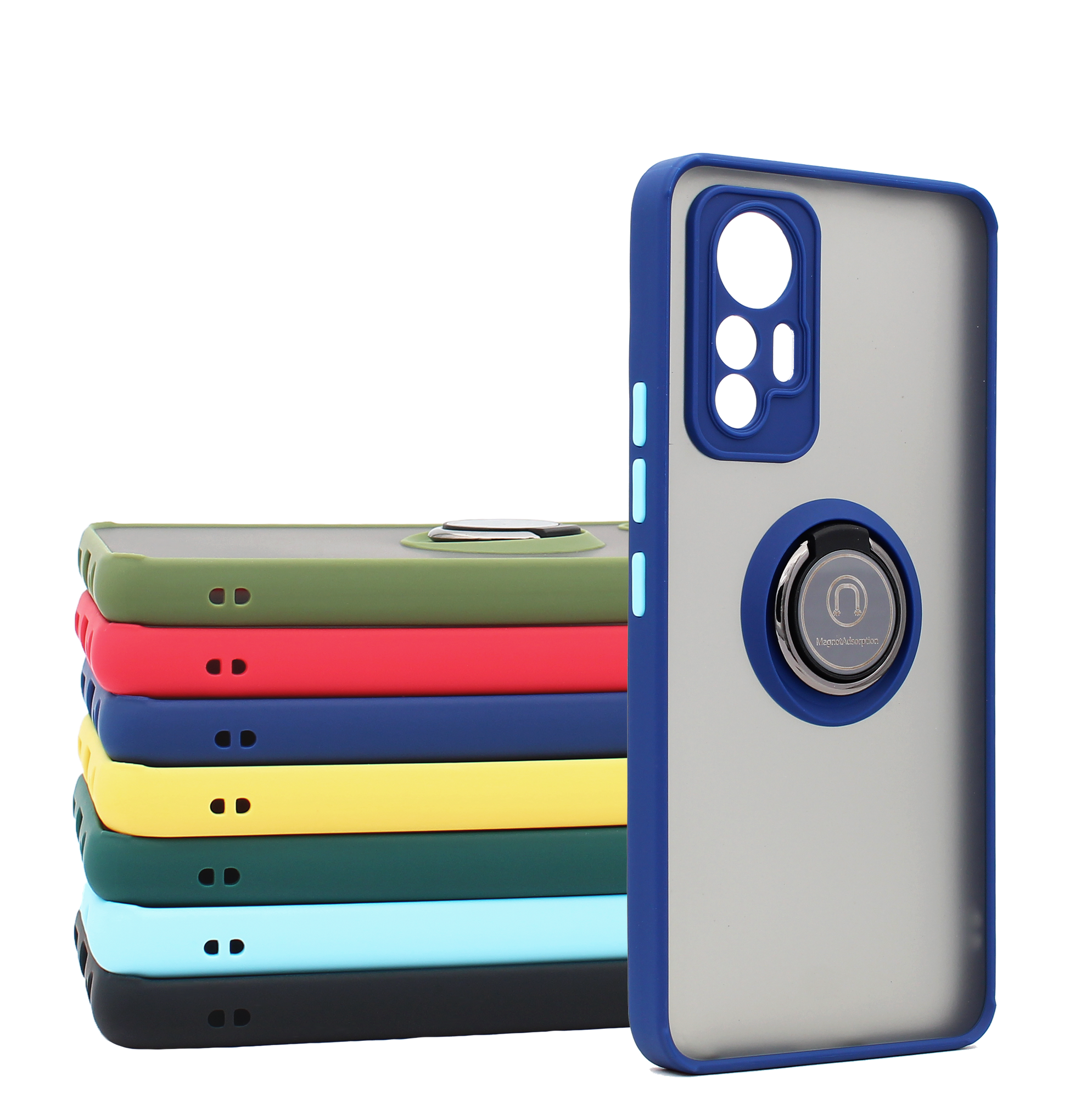 Чехол противоударный Mobix для Xiaomi 12 Lite с кольцом и с функцией подставки цвет: синий
