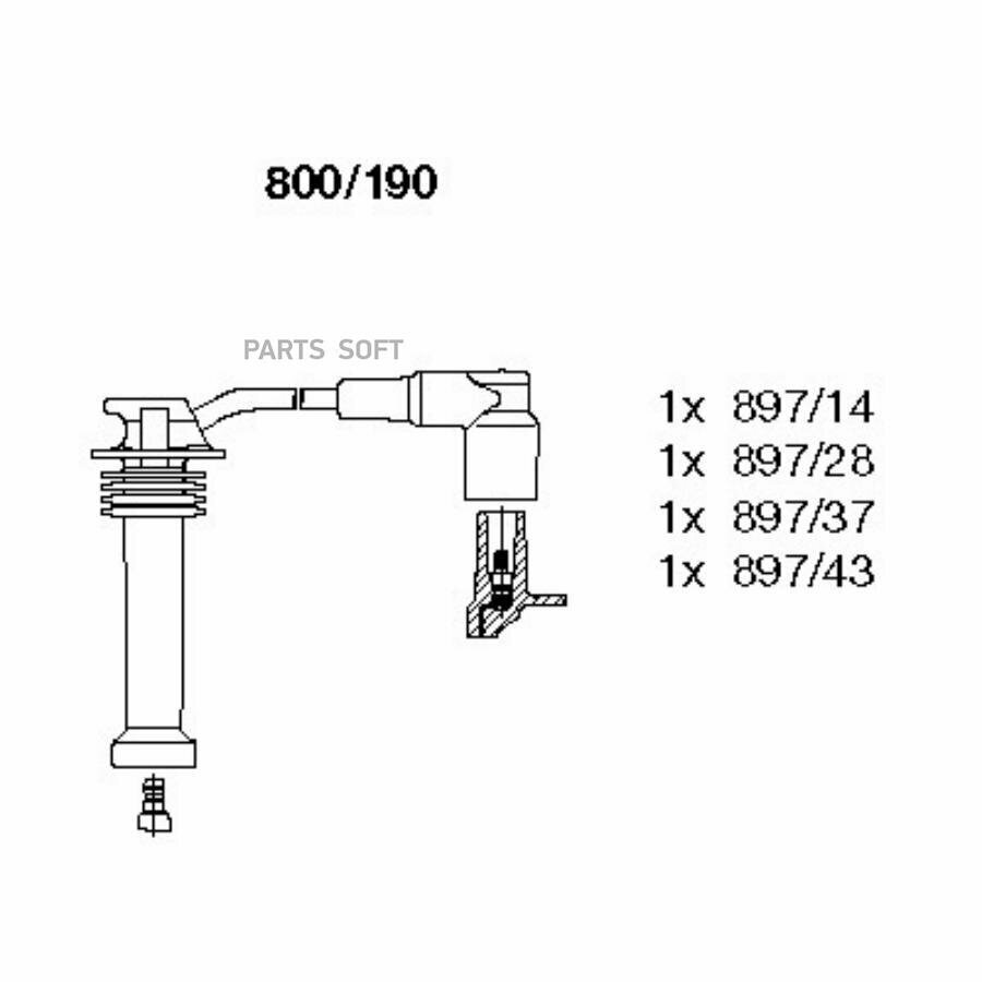 BREMI 800/190 К-КТ проводов ВВ FORD COUGAR 98-01 FIESTA 96-99 FIESTA IV 96-02 FOCUS 98-04 MAVERICK 01- MONDEO