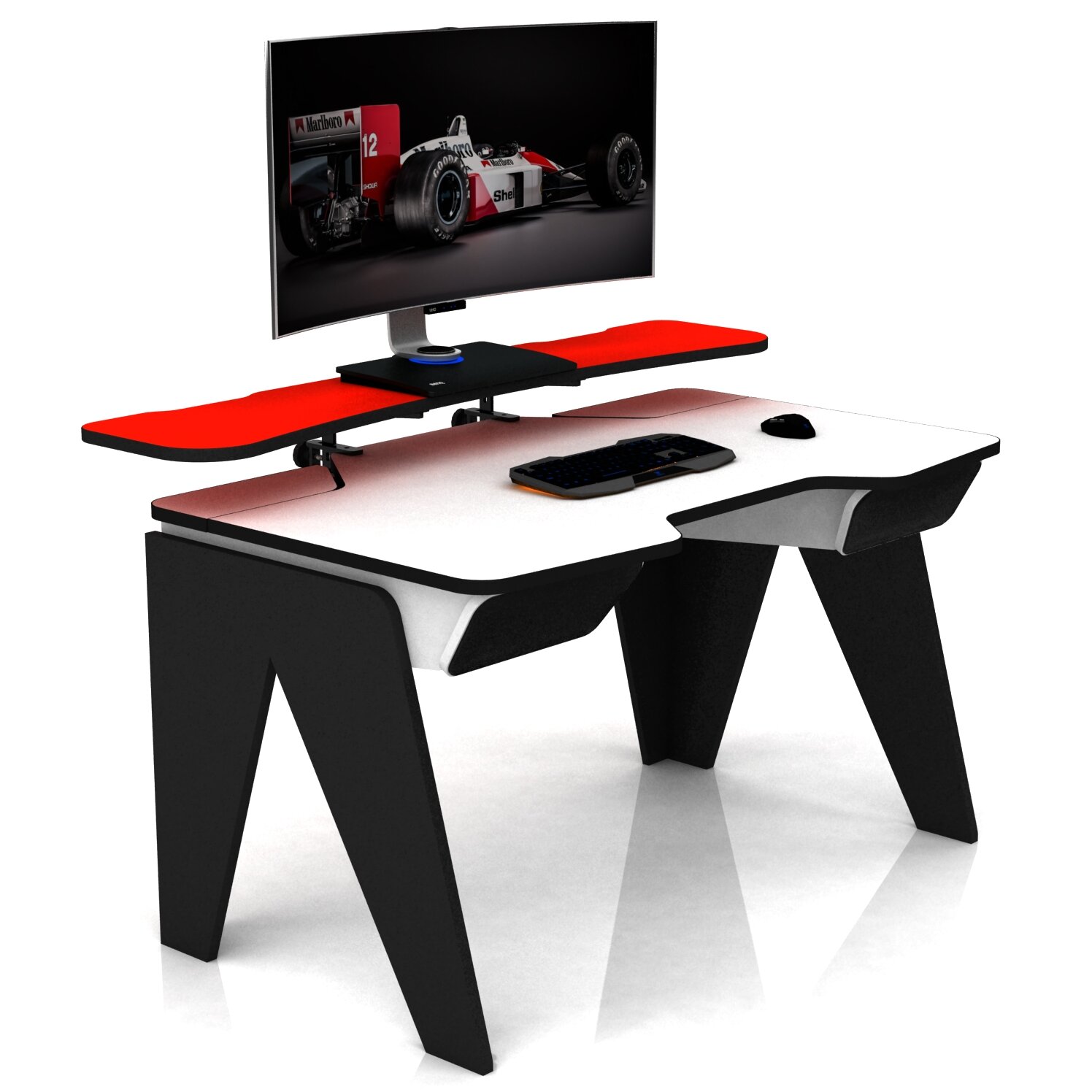 Игровой стол AKM-MEBEL DX ENZO F1, 150x91x90 см, белый/красный/чёрный