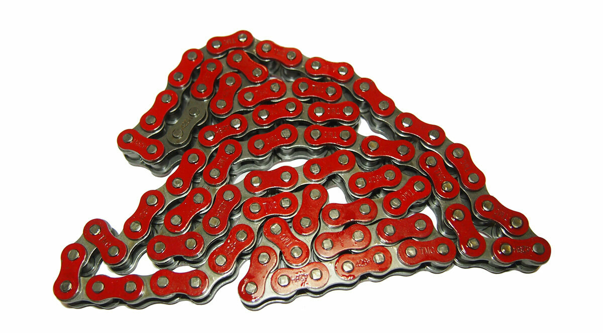 Цепь приводная 428 -100 звеньев, красная, для мопедов Альфа, тюнинг.