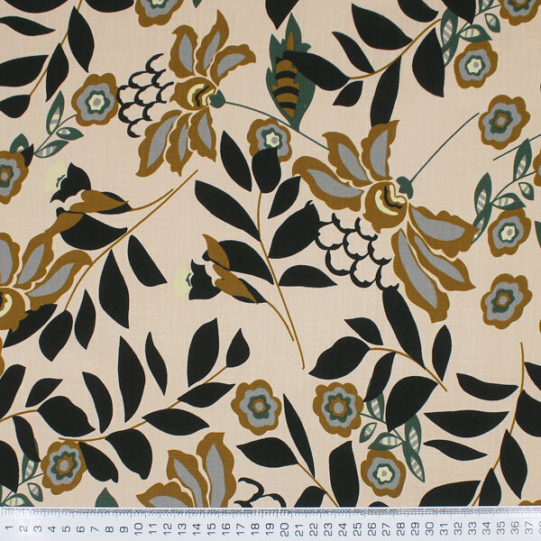 Ткань "Ткани-100", для рубашек, с цветочным принтом, лён, хлопок, эластан, 1.4x1 м