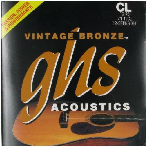 Струны для 12-струнной акустической гитары GHS VN-12CL Vintage Bronze, бронза 85/15 - (10-46)