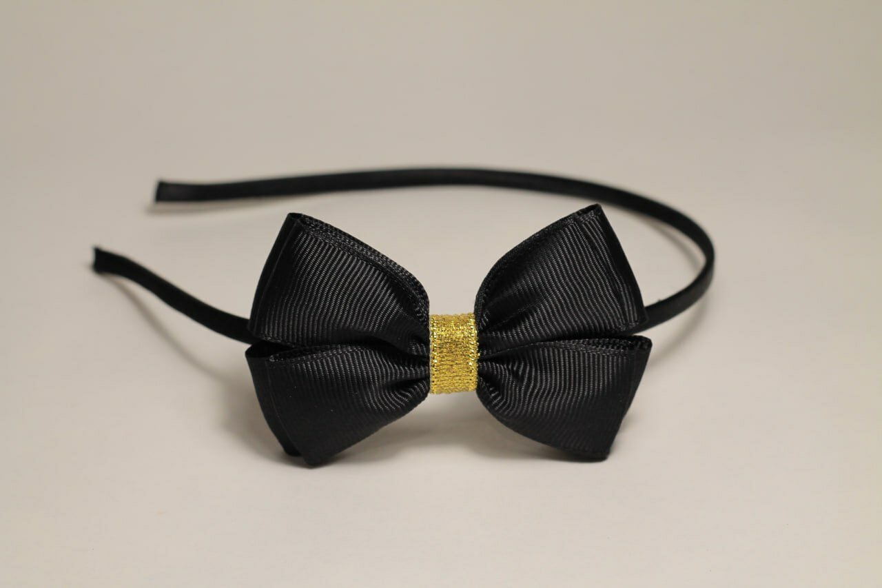 Ободок с черно-золотым бантиком ручной работы от бренда Bantichelli