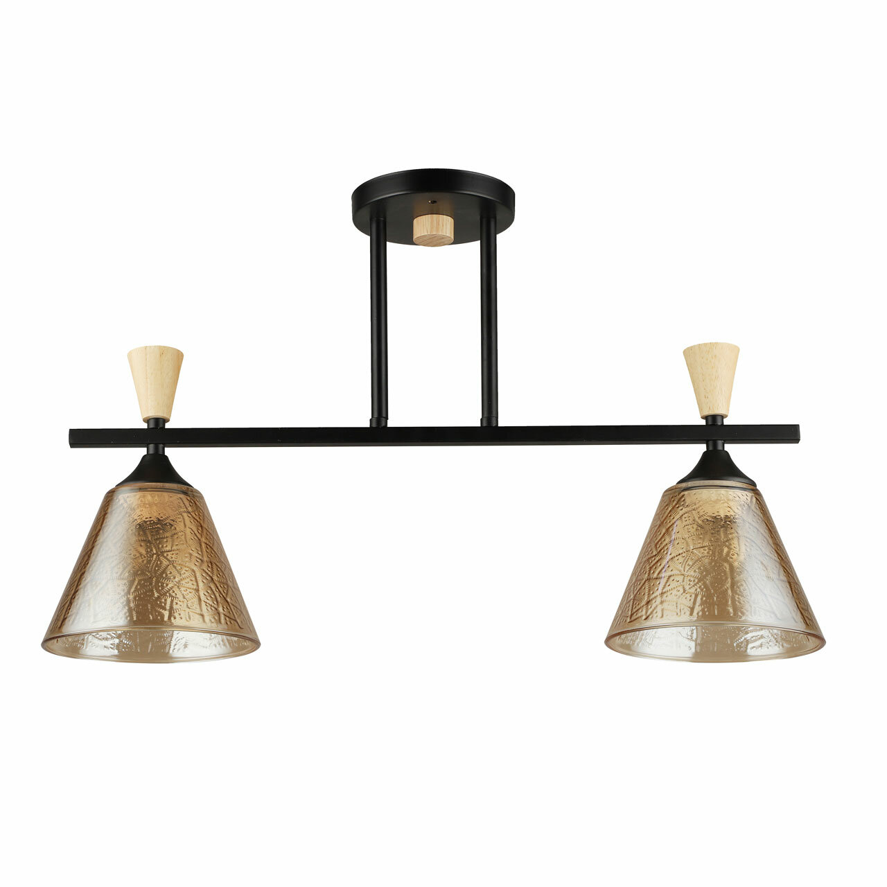 Светильник потолочный, люстра ясенсвет Дэла 635014402, 2*60W E27 2700К, цвет: черный, коричневый