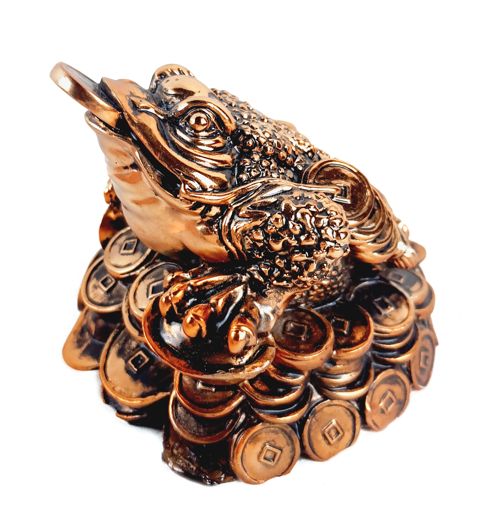 Фигурка Жаба денежная с монетой ,10х10х8 см, иск. камень, металл