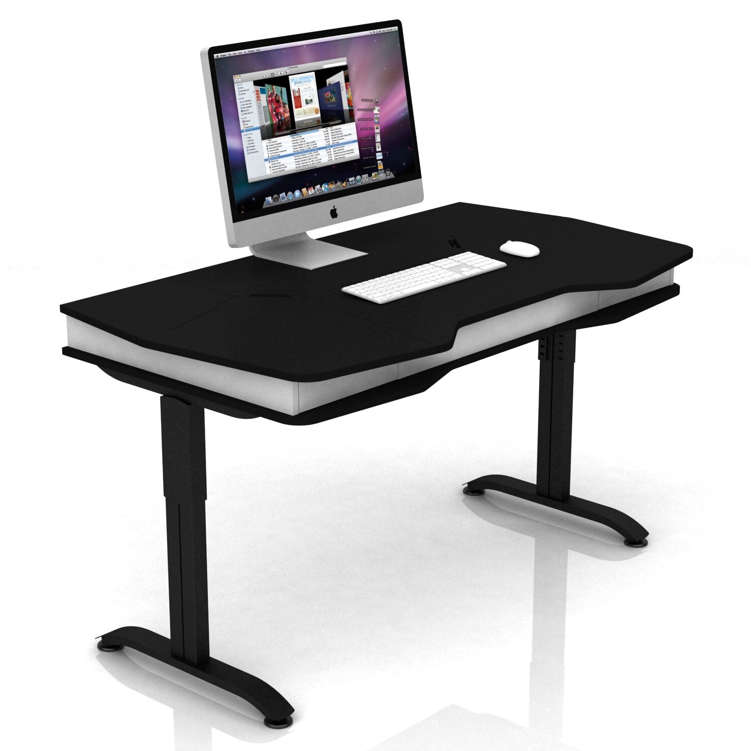 Компьютерный стол AKM-MEBEL DX VEGAS ARENA, белый/чёрный, ЛДСП/металл, регулировка высоты