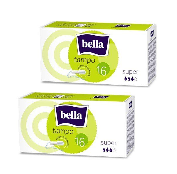 Тампоны гигиенические женские Bella Tampo super, 3 капли, 2 упаковки по 16 шт