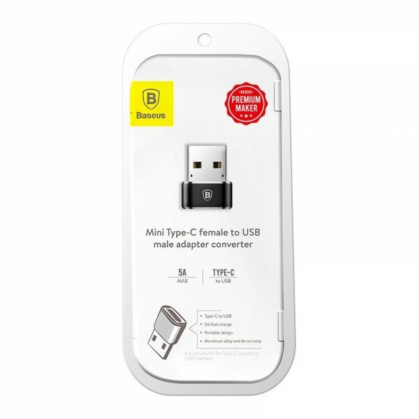 Переходник USB на Type-C 5A Baseus черный CAAOTG-01