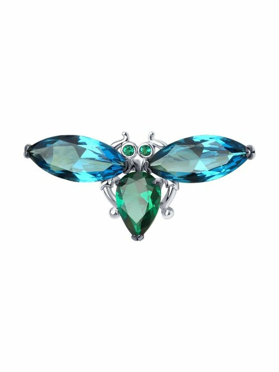 Брошь, серебро, 925 проба, родирование, ситалл