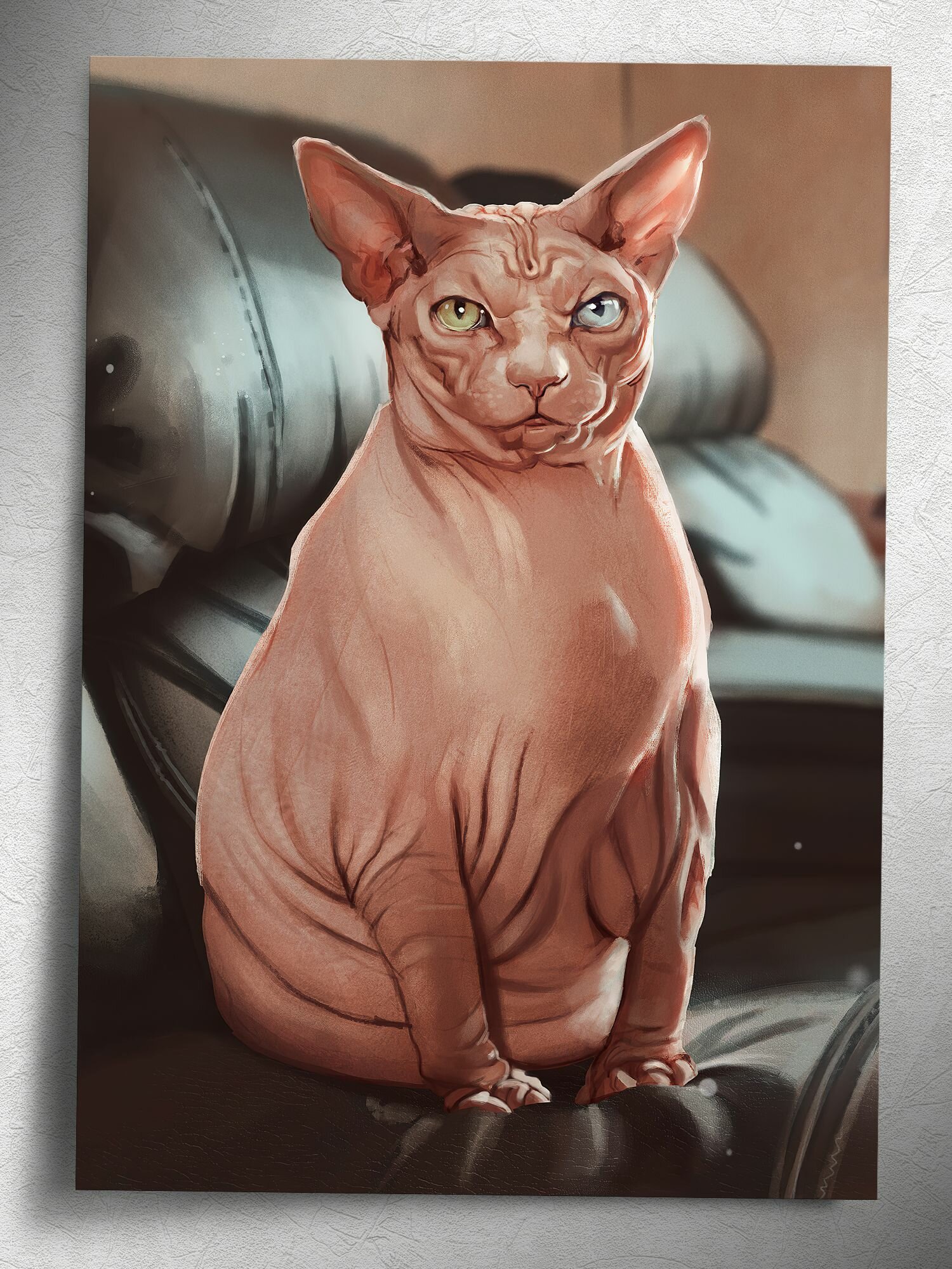 Постер: недовольный кот сфинкс, на А5