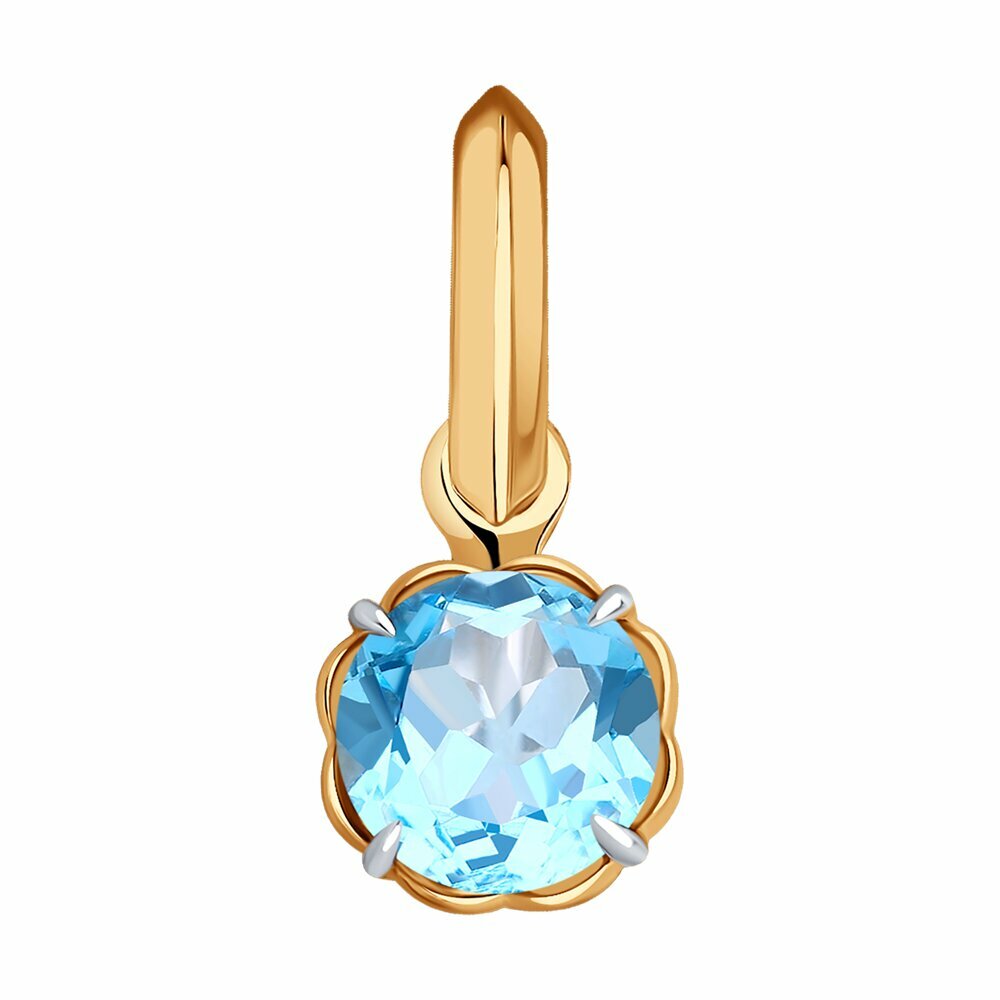 Подвеска, красное золото, 585 проба, топаз