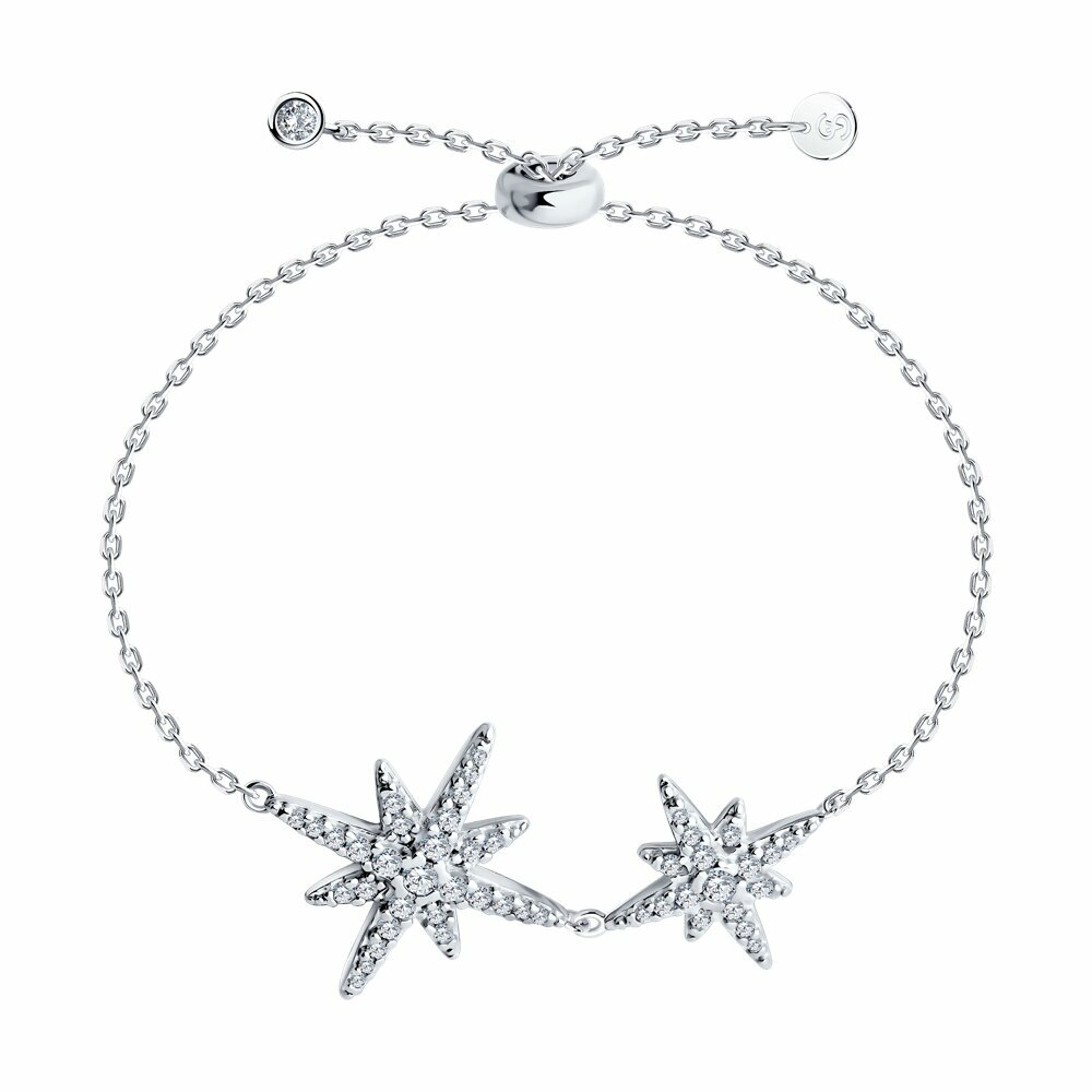 Браслет, серебро, 925 проба, фианит