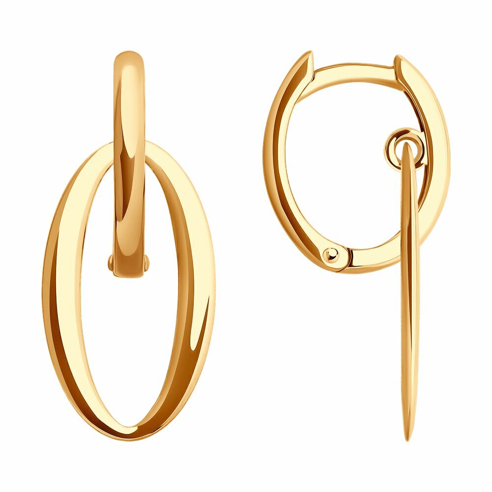 Серьги с подвесками, красное золото, 585 проба