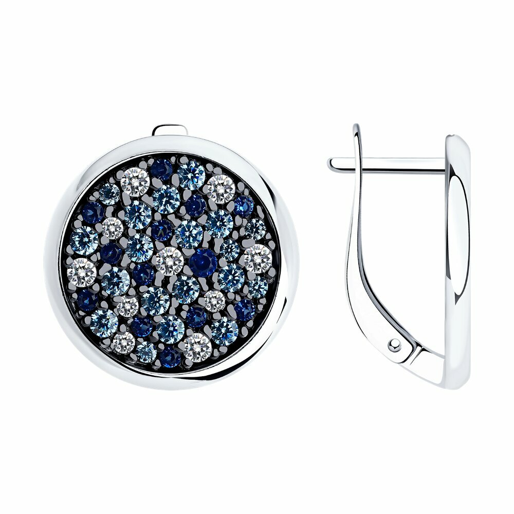 Серьги, серебро, 925 проба, родирование, фианит