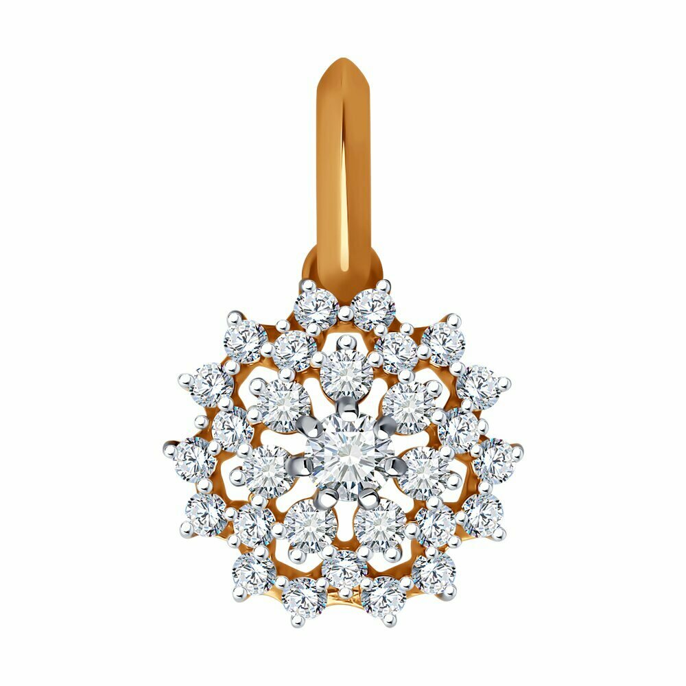 Подвеска, красное золото, 585 проба, фианит