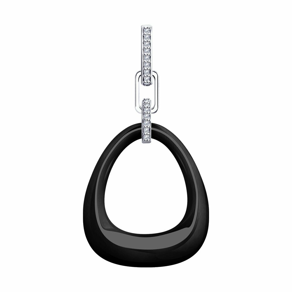 Подвеска, серебро, 925 проба, фианит, керамика