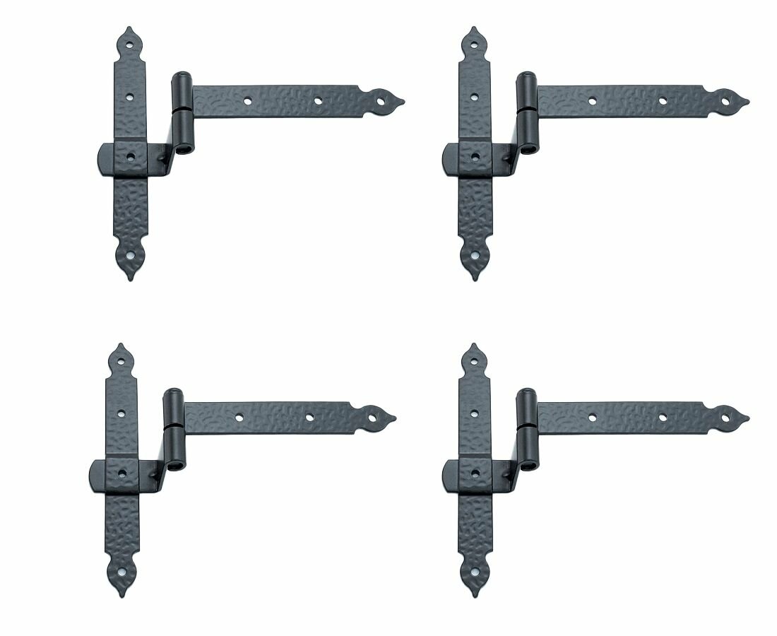 Петля-стрела накладных ставен левая ноэз ПССт2-Л-S черный матовый (комплект 4 штуки)
