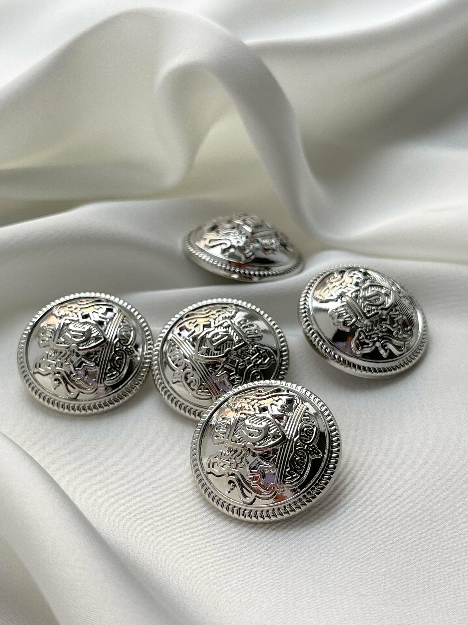 Пуговицы серебряные с гербом 25 мм, 5 штук