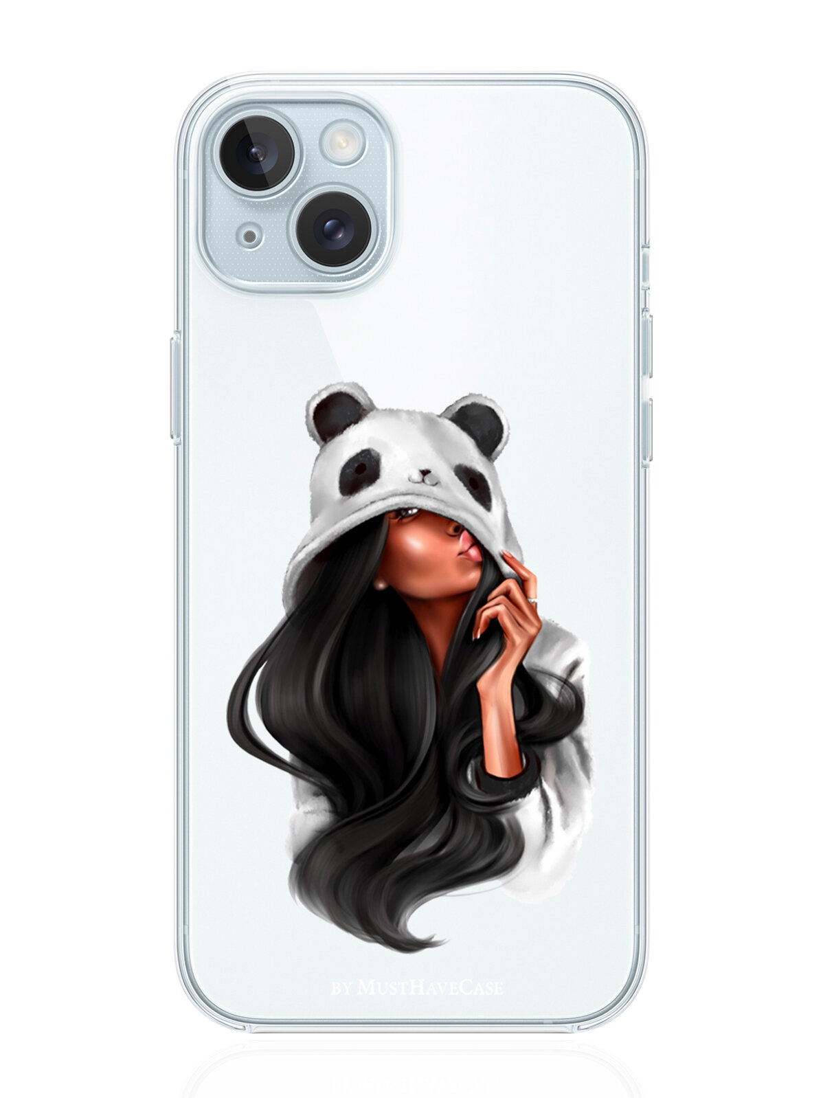 Чехол для смартфона iPhone 15 Plus прозрачный силиконовый Panda Girl/ Панда