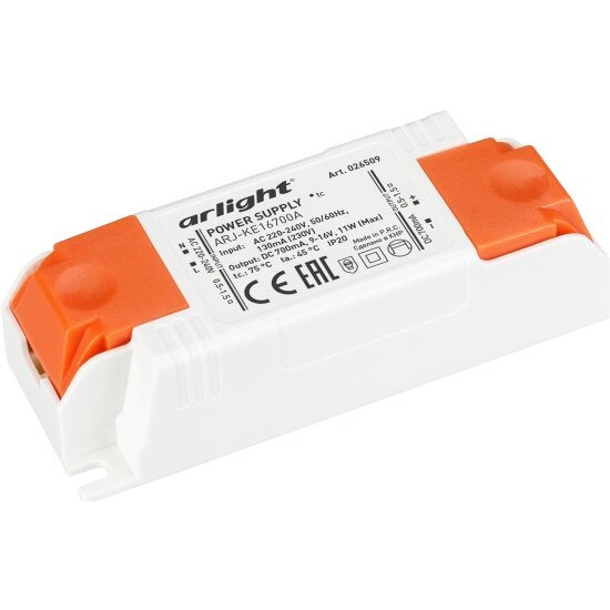 Драйвер Arlight ARJ-KE16700A 9-16V 11W *20 IP 0,7A 026509