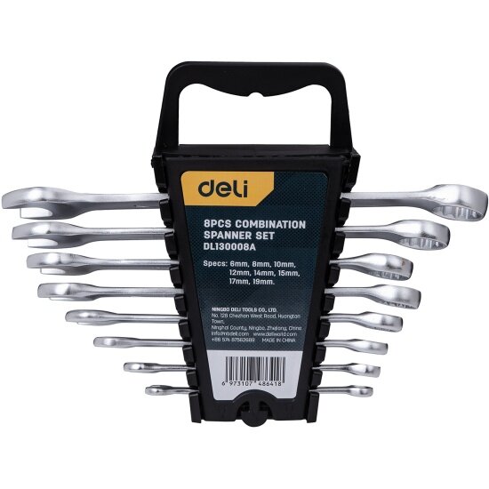 Набор ключей гаечных комбинированных Deli Tools DL130008A 8 шт