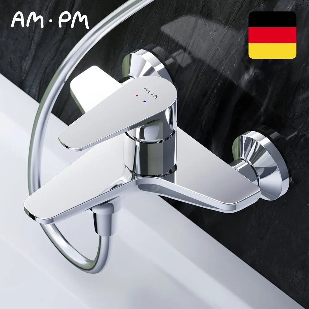 Смеситель AM.PM "Inspire", для ванны и душа, латунь, хромированное покрытие, рычажный