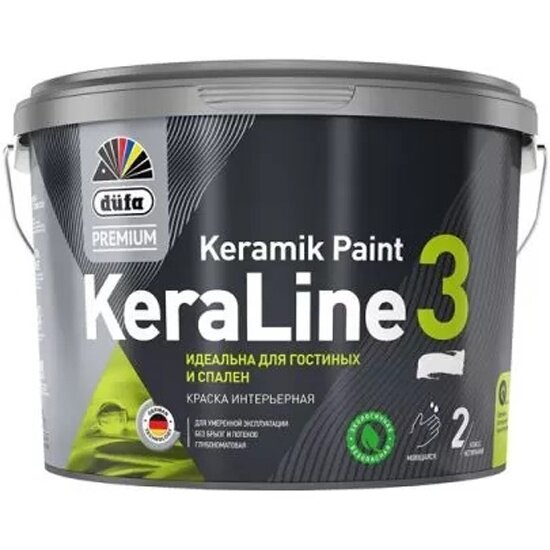 Краска для стен и потолков сверхпрочная Dufa Premium KeraMatt Keramik Paint глубокоматовая база 3 9 л