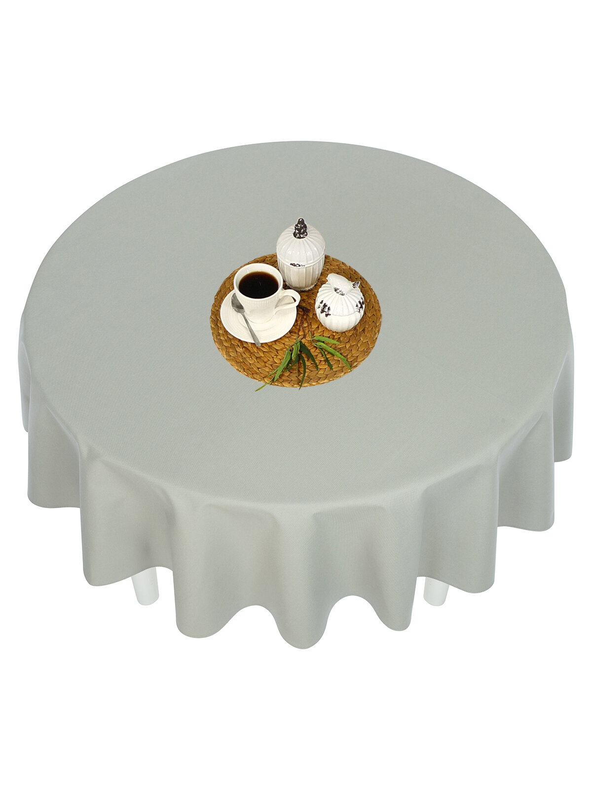 Скатерть на стол круглая водоотталкивающая Maifon Графит 160см