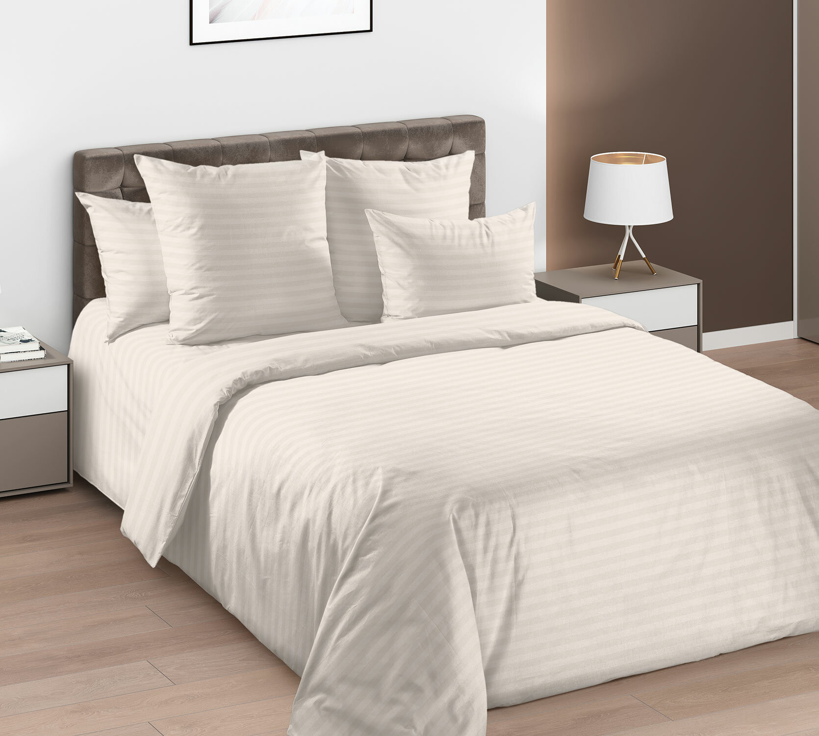 Постельное Белье 2-спальное с Простыней на Резинке 160х200х25 Перкаль "Парма" 2276ЕН