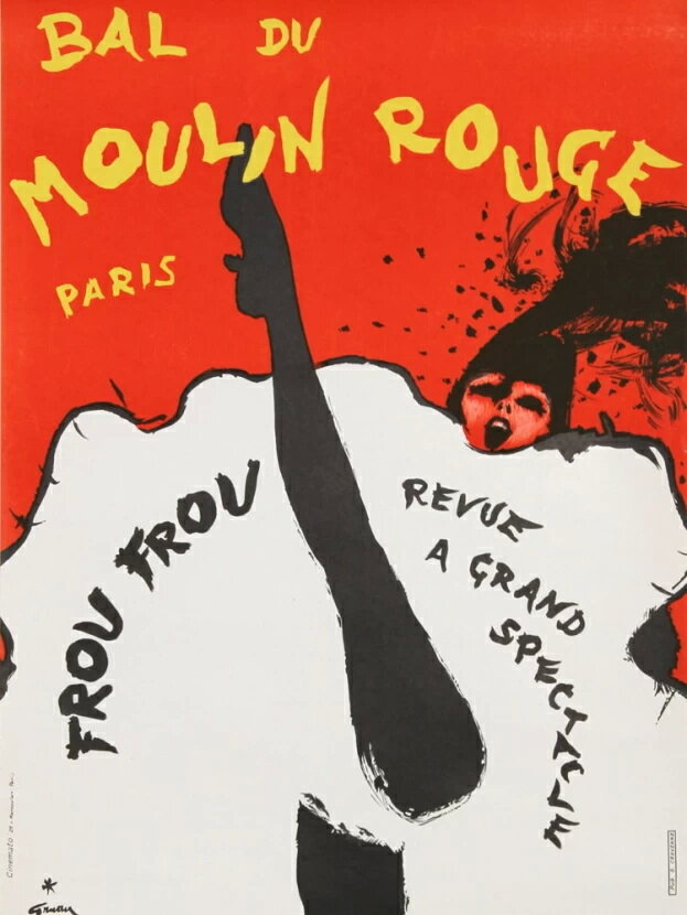 Плакат, постер Rene Gruau-moulin rouge, Рене Грюо на холсте, размер 30х42см