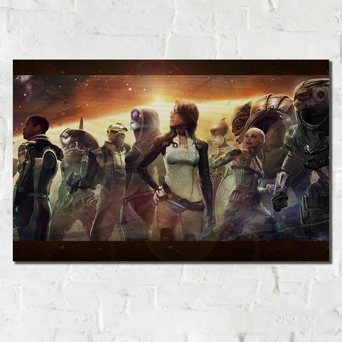 Картина интерьерная на дереве Mass Effect 2 Taли Лиара, Шепард, Нормандия - 14266