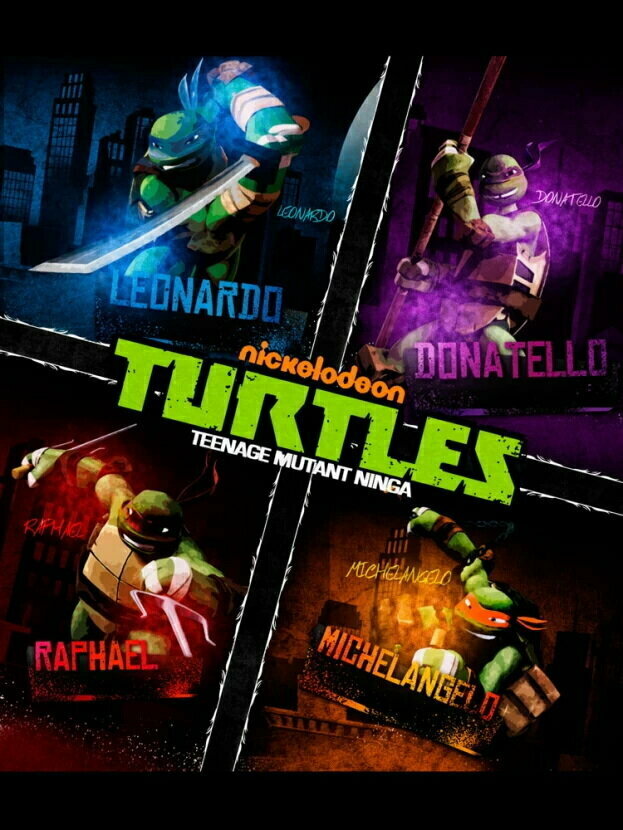 Плакат, постер Teenage Mutant Ninja Turtles, Черепашки Ниндзя на бумаге, размер 21х30см
