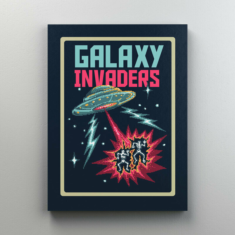 Интерьерная картина на холсте "Винтажный постер - игры для денди" размер 22x30 см