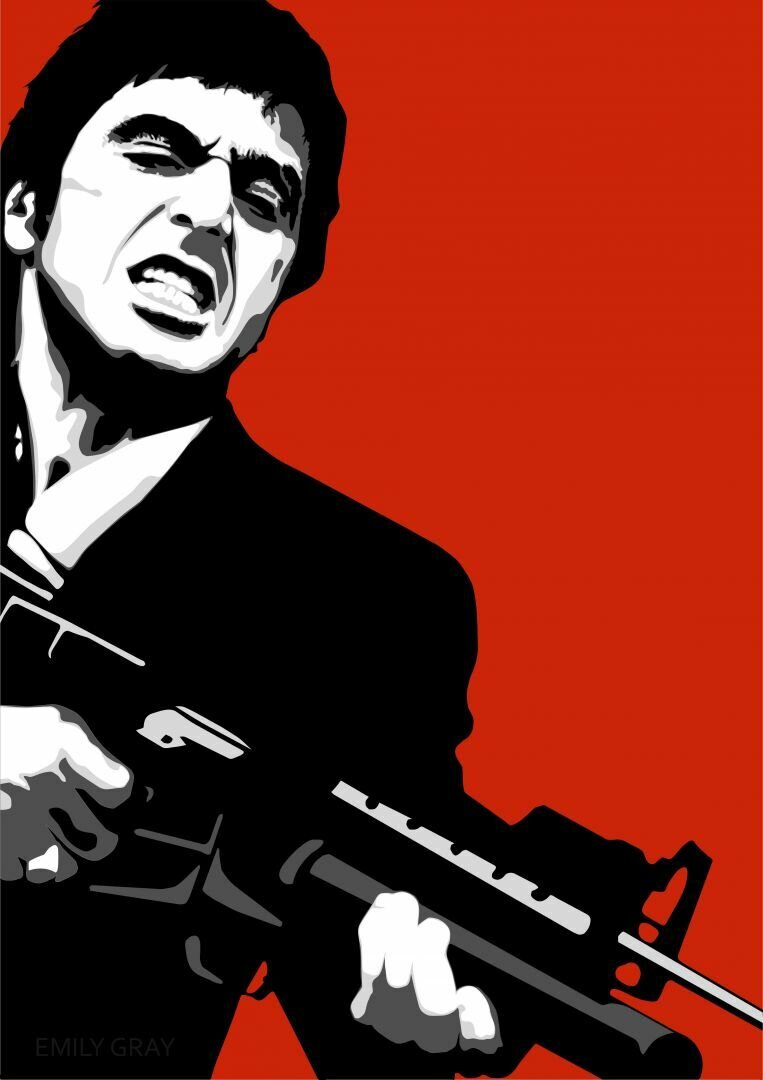 Плакат, постер Scarface/Лицо со шрамом на бумаге, размер 30х42см