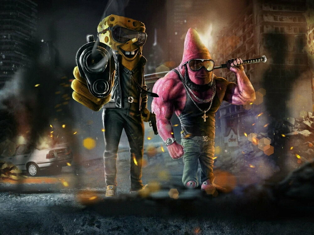 Плакат, постер SpongeBob, Губка Боб на бумаге, размер 21х30см