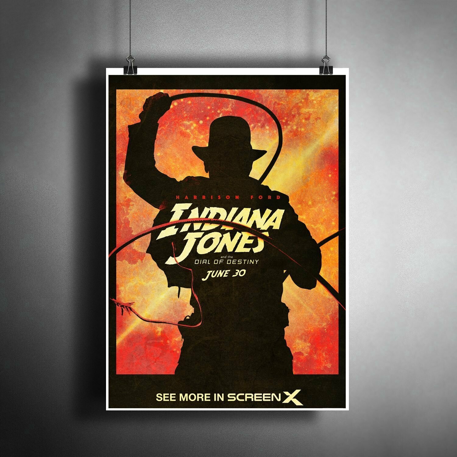 Постер плакат для интерьера "Фильм: Индиана Джонс и колесо судьбы (2023). Актёр Харрисон Форд" / A3 (297 x 420 мм)
