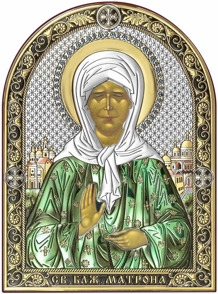 Икона "Святая Матрона Московская" / 17x14 см / Италия Beltrami / 6402/C3