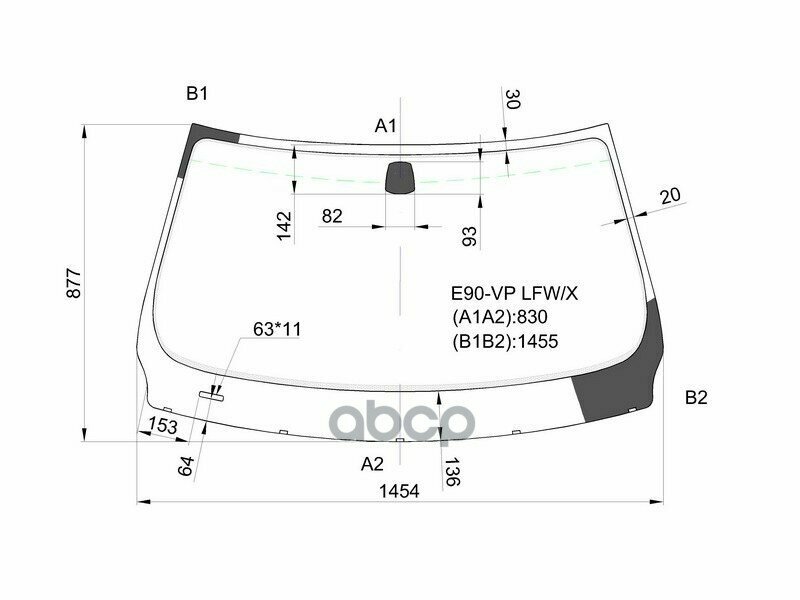 Стекло лобовое BMW 3-Series 05-14 / M3 06-13 XYG арт. E90-VP LFW/X