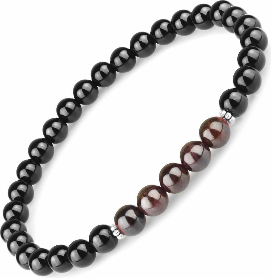 Плетеный браслет, гранат, оникс