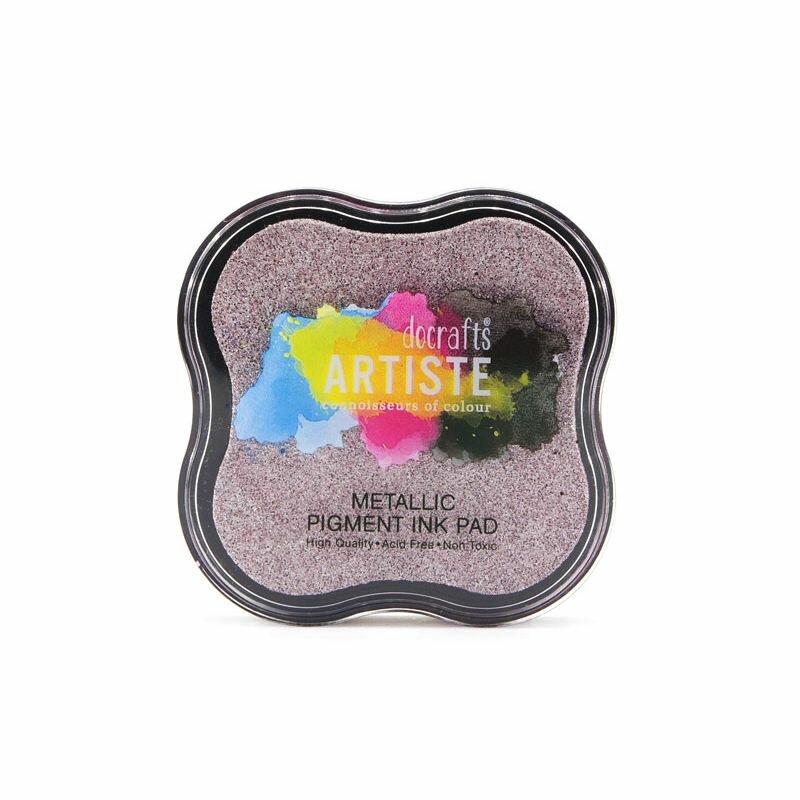Подушка штемпельная docrafts "Artiste", пигментная, металлик, розовая