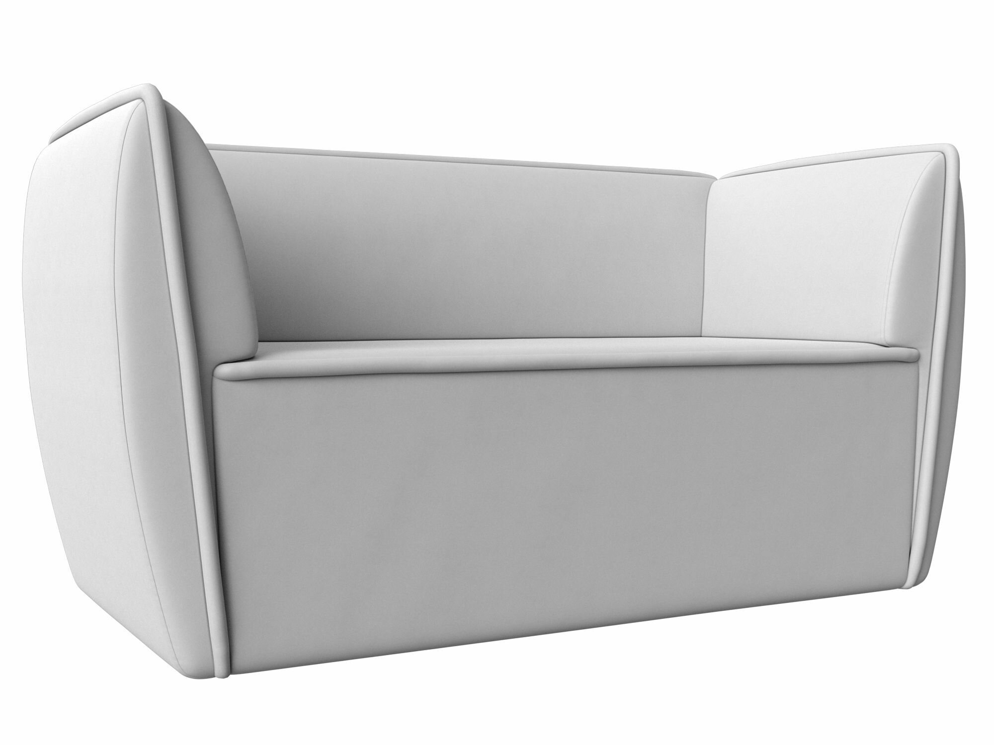 Диван кухонный прямой Бергамо 2-х местный, экокожа, механизм нераскладной, белый, 140x64x80см. Хит Диванов