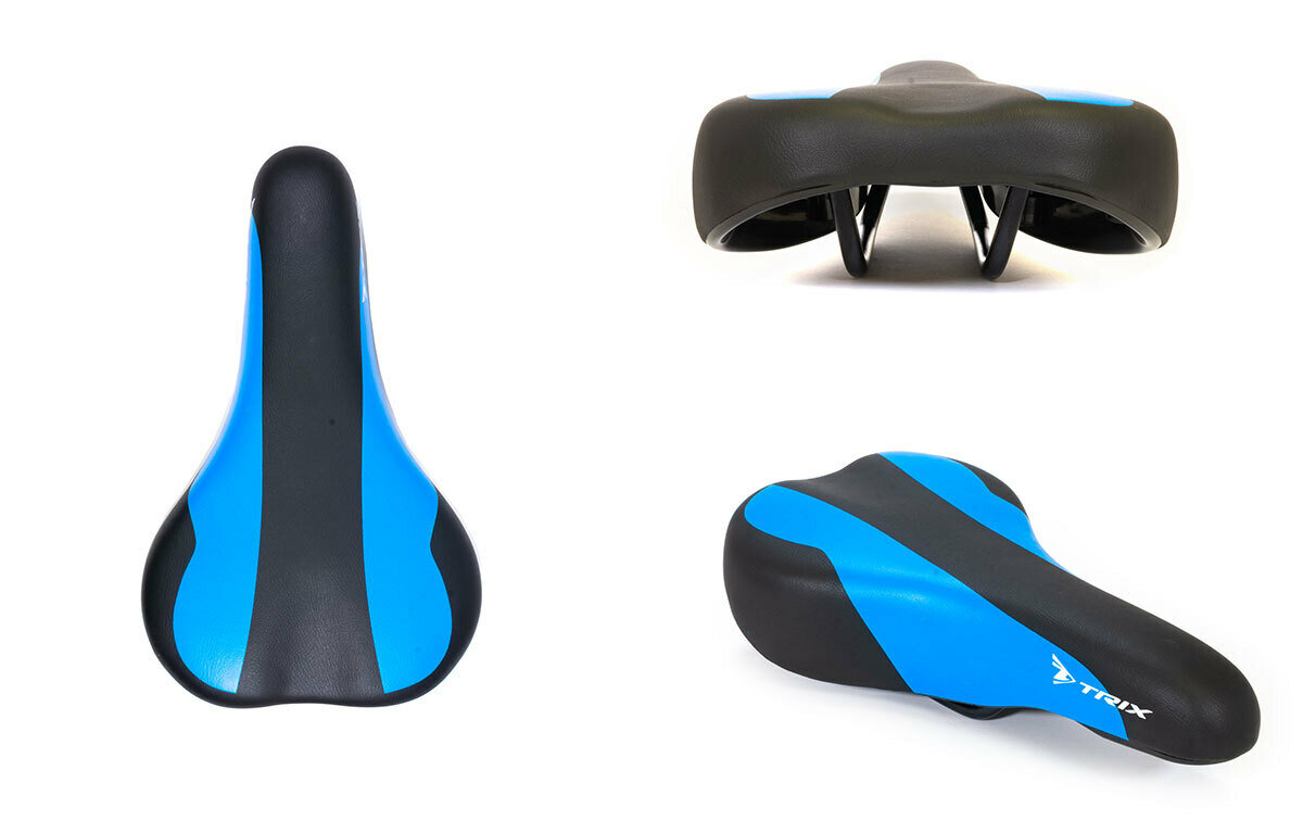 Седло велосипедное TRIX детское 230х140 мм, черно-синее, унисекс