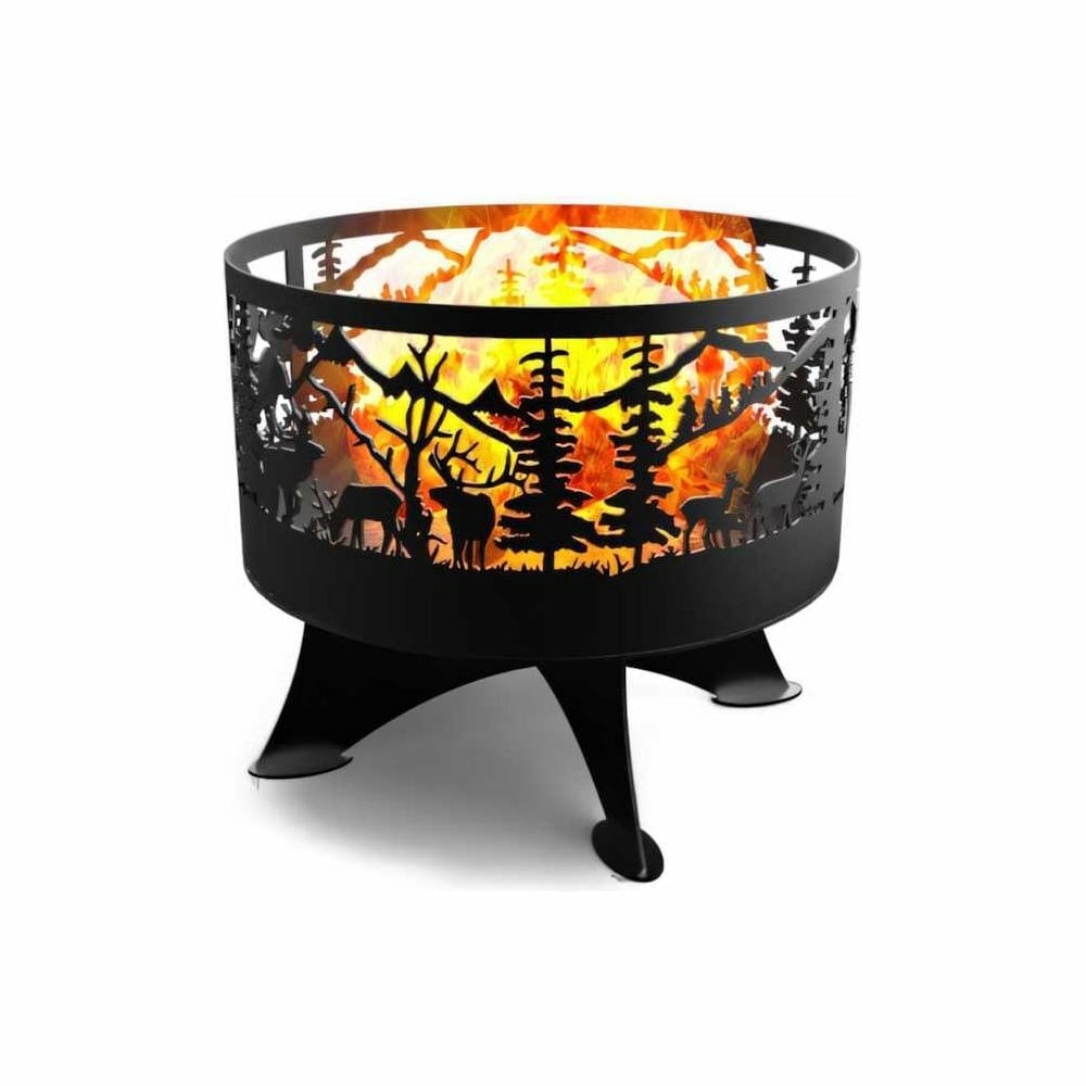 Костровая чаша профметстиль Олени 333, из горячекатаной стали СТ3/СТ2 (дно