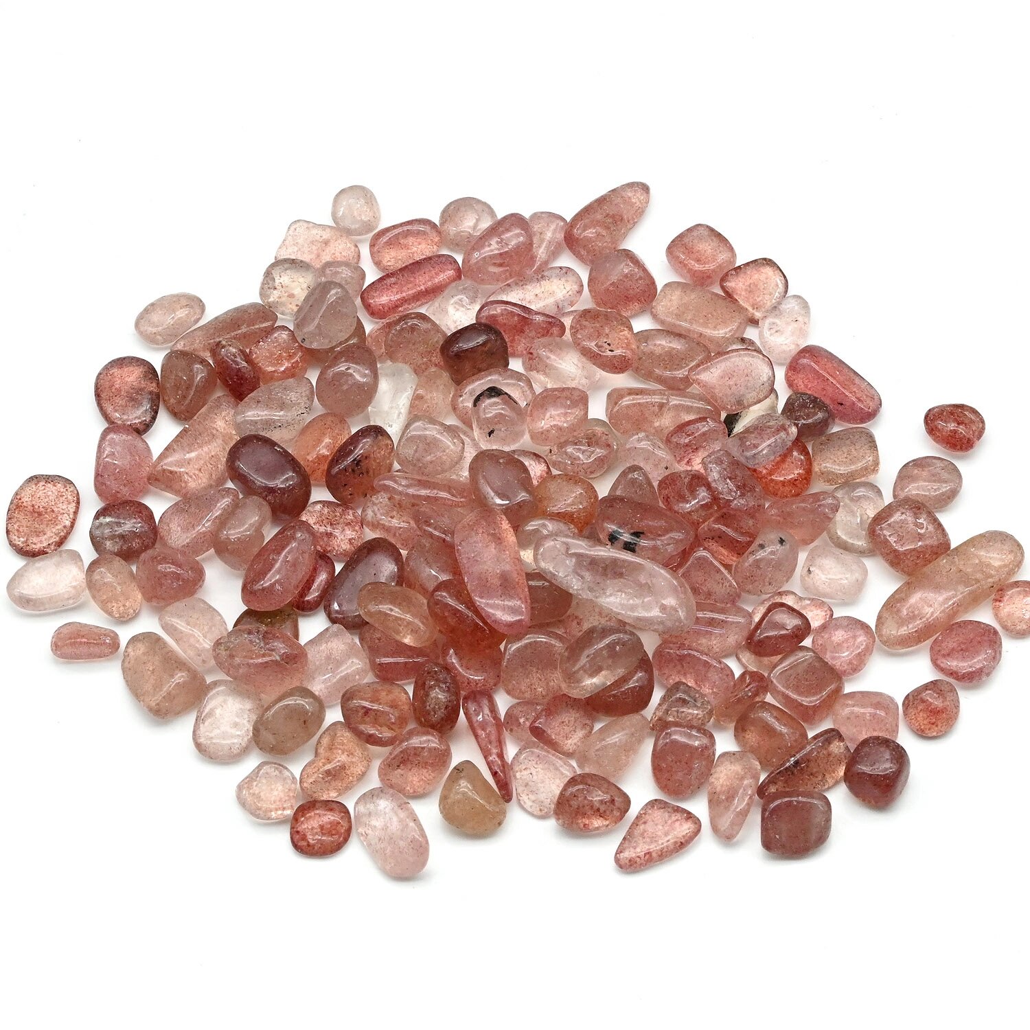 Клубничный кварц галтовка фракция 10-15мм, упаковка 100г .