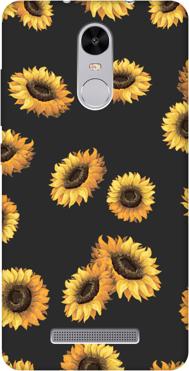 Матовый чехол Sunflowers для Xiaomi Redmi Note 3 / Note 3 Pro / Сяоми Редми Ноут 3 / Ноут 3 Про с 3D эффектом черный