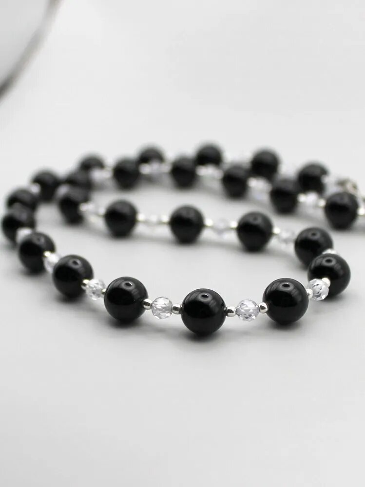 Бусы, агат, циркон