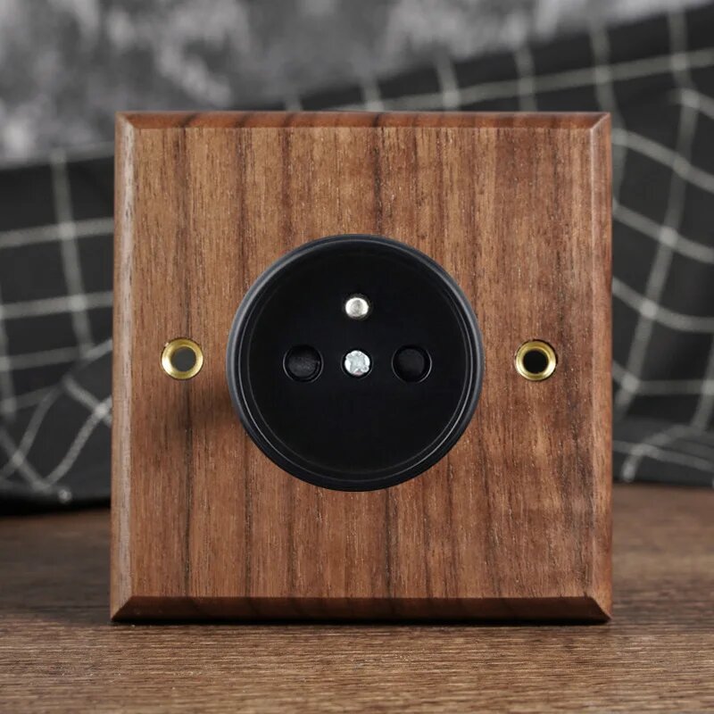 Деревянная розетка HSIMNENSII, цвет FR Socket, 110~250В