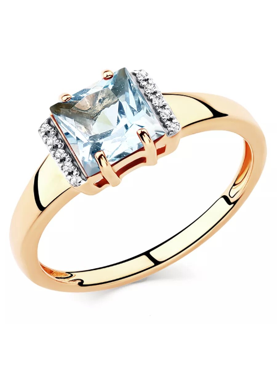 Кольцо помолвочное, золото, 585 проба, топаз