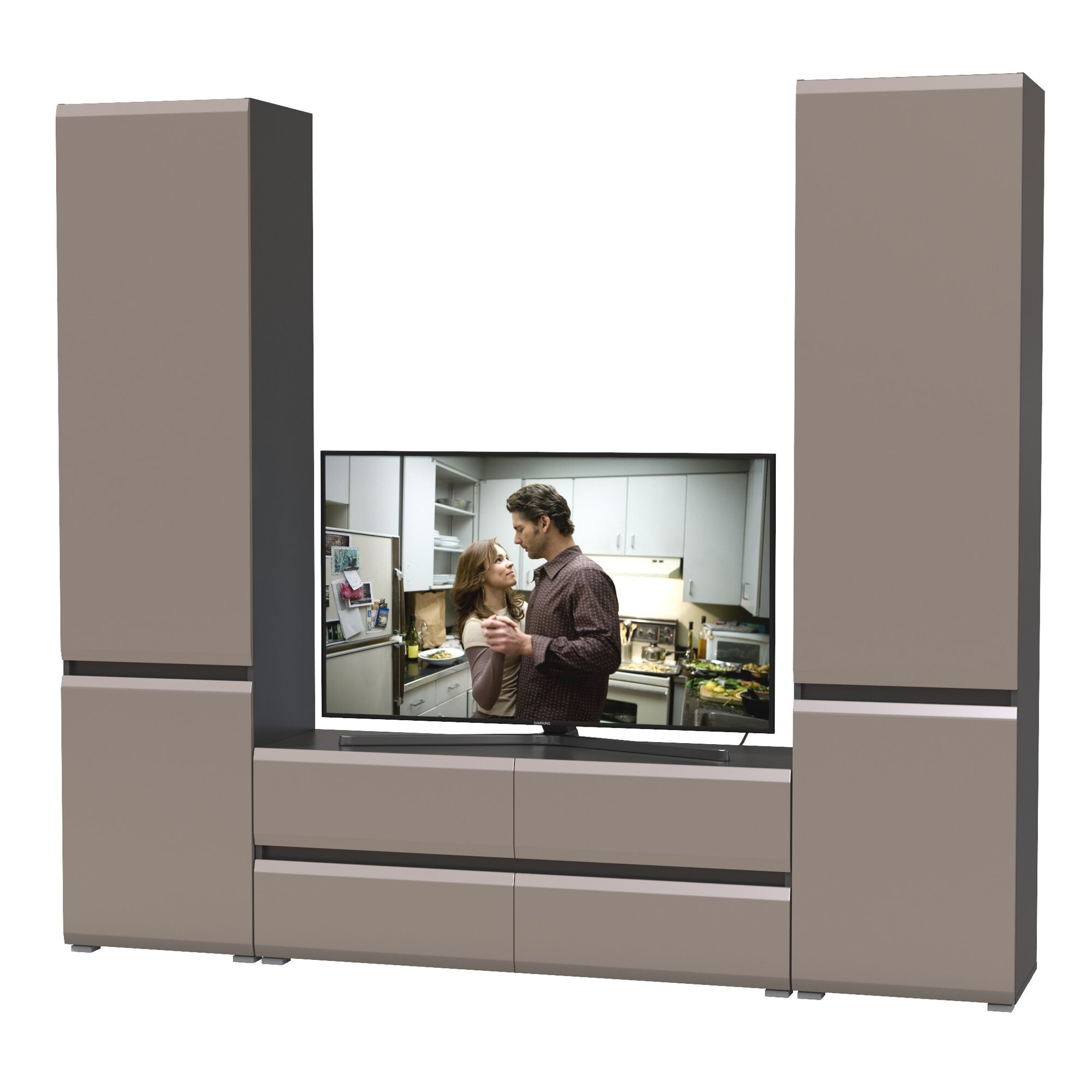 Гостиная Моби Сидней № 07, цвет антрацит/МДФ веллюто капучино, 229,9х41,3х205,2 см.