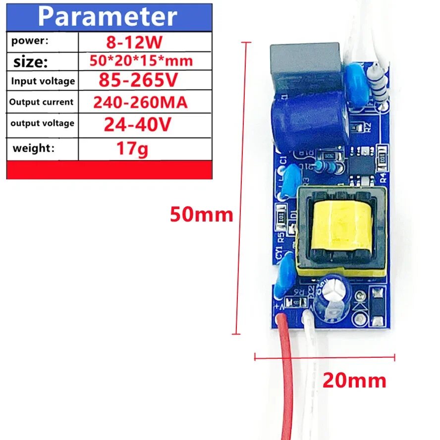 LED драйвер 260 мА 1-36 Вт 8-12W 240-260mA